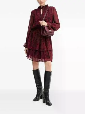 MARC AUREL Animal Print Tiered Dress