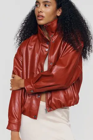 PILCRO Faux-leather Bomber Jacket - Wine