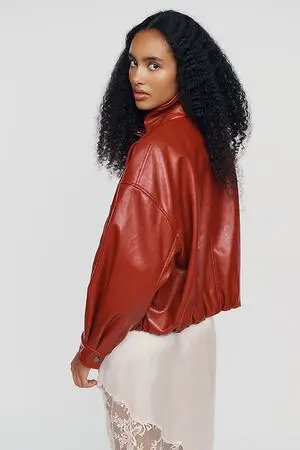 PILCRO Faux-leather Bomber Jacket - Wine