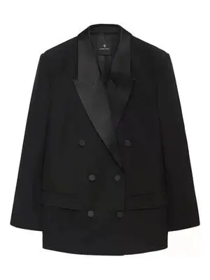 ANINE BING Satin-lapel Double-breasted Blazer
