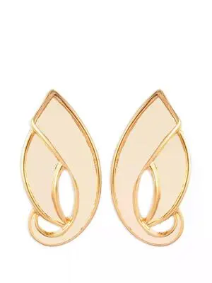 D'ORLAN Enamel Leaf Clip-on Earrings - Gold