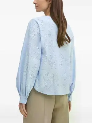 MOS MOSH Myen Sina Perforated Blouse - Blue
