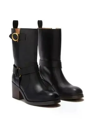 ODISSI Harnessed Leather Boots - Black