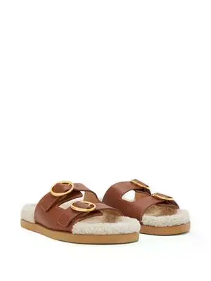 ODISSI Yuki Buckle Strap Leather Flat Sandals