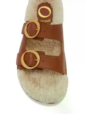 ODISSI Yuki Buckle Strap Leather Flat Sandals