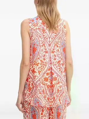 MARC AUREL Collared Patterned Sleeveless Top