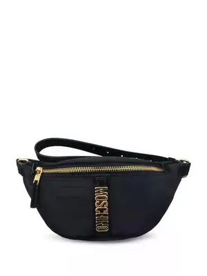 Moschino Belt Shoulder Bag With Logo - Black