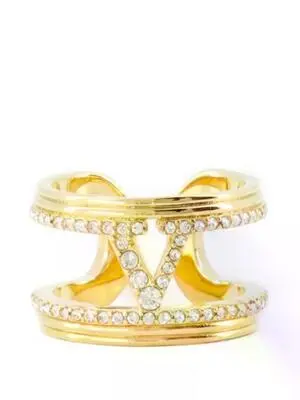 Valentino Garavani Crystal-embellished Open Ring - Gold