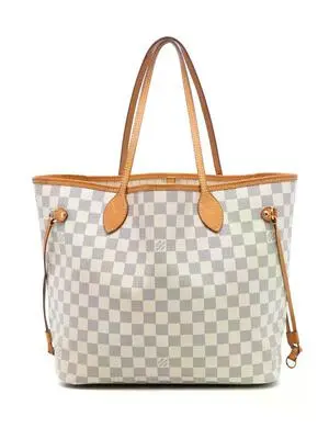 LOUIS VUITTON 2015 Damier Azur Neverfull Mm Tote Bag - White