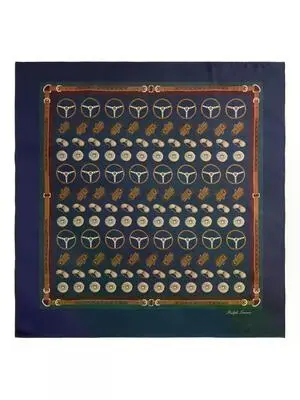 Ralph Lauren Purple Label Automotive-print Silk Scarf - Blue