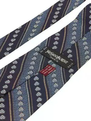 Saint Laurent Patterned Silk Necktie - Blue