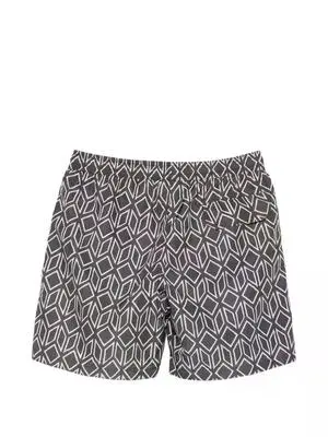 Eleventy Geometric-print Swim Shorts - Grey