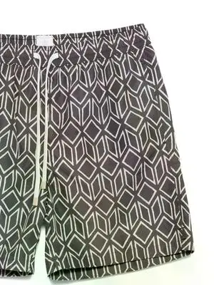 Eleventy Geometric-print Swim Shorts - Grey