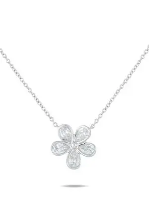 LB EXCLUSIVE Flower Diamond Pendant Necklace - Silver