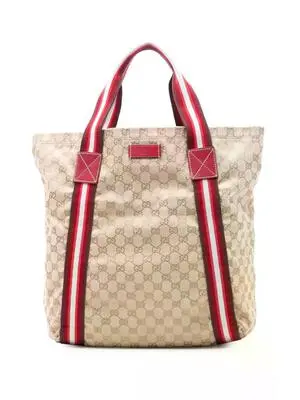 Gucci Gg Canvas Web Tote Bag - Brown