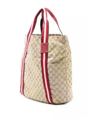 Gucci Gg Canvas Web Tote Bag - Brown
