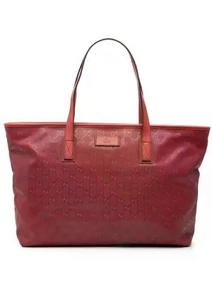 Gucci Gg Imprime Coated Canvas Tote Bag - Red