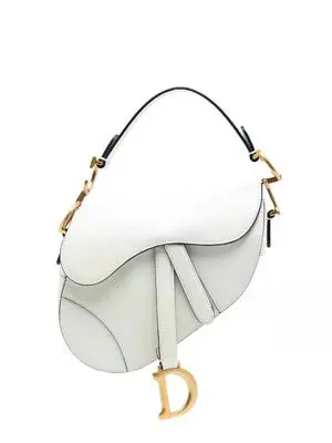 Dior 2020 Mini Grained Calfskin Saddle Bag - White