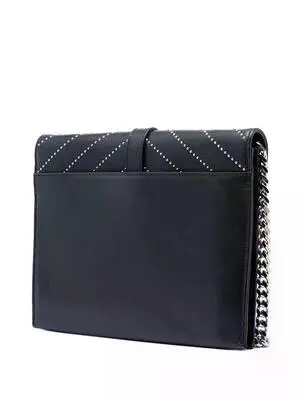 Saint Laurent 2014 Studded Chevron Calfskin Monogram Envelope Chain Crossbody Bag - Black