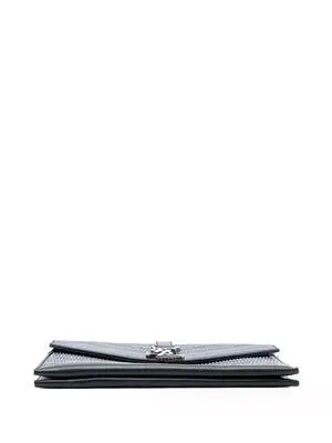 Saint Laurent 2014 Studded Chevron Calfskin Monogram Envelope Chain Crossbody Bag - Black