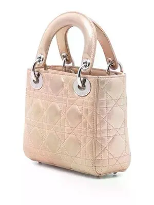 Dior 2015 Mini Iridescent Lambskin Cannage Lady Satchel - Brown