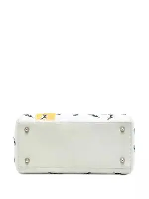 Dior 2015 Medium Floral Sequin Lady Satchel - White