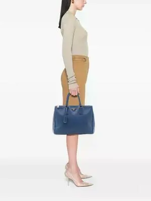 Prada Galleria Double Zip Tote Bag - Blue