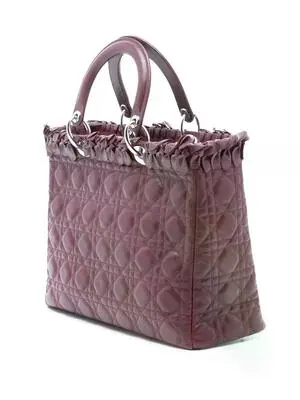 Dior 2011 Large Lambskin Cannage Bow Lady Satchel - Red
