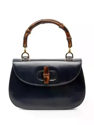 Gucci 20th Century Calfskin Bamboo Night Handbag - Blue