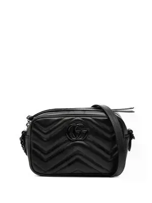 Gucci Mini Gg Marmont Matelasse Leather Crossbody Bag - Black