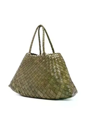 Dragon Diffusion Small Santa Croce Woven Leather Tote Bag - Green