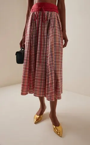 Rosie Assoulin Exclusive Pleated Silk-blend Full Midi Skirt