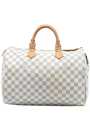 LOUIS VUITTON Damier Azur Speedy 35 Boston Bag - White