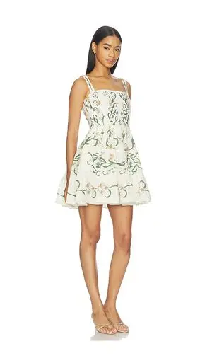 Agua Bendita Linen Mini Dress With Embroidery