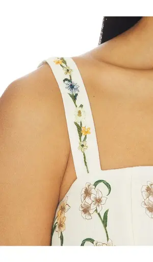 Agua Bendita Linen Mini Dress With Embroidery