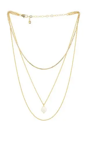 Ettika Layered Pearl Pendant Necklace - Pearl & Gold
