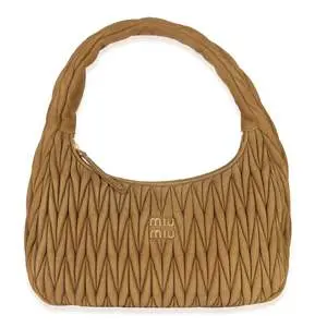 Miu Miu Suede Matelasse Wander Hobo - Brown