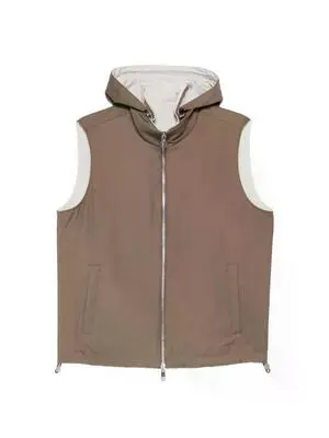 MONTECORE Hooded Zip Gilet - Brown