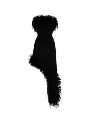 MATTERS STORE Feather-trim Asymmetric Dress