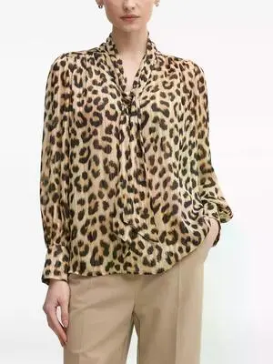 OUI Leopard Print Tie Blouse