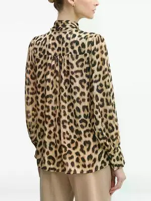 OUI Leopard Print Tie Blouse