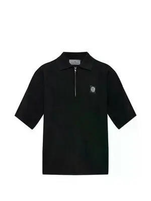 Stone Island Zip-up Polo Shirt - Black