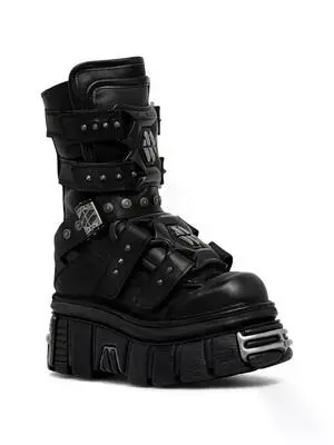 NEW ROCK Buckle-studded Platform Boots