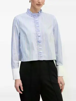 OUI Striped Ruffled Shirt