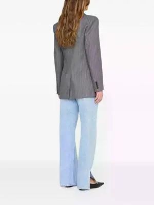 ANINE BING Pinstripe Double-breasted Blazer - Grey