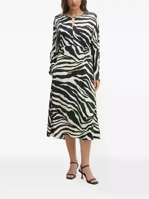 OUI Zebra Print Cut-out Midi Dress - Black