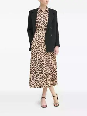 OUI Leopard Print Tie Belt Shirt Dress