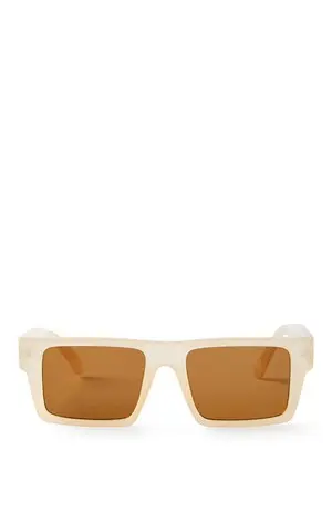 COTTON ON Visionary Rectangle Sunglasses - Frosted Dull Pink Brown