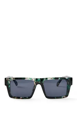 COTTON ON Visionary Rectangle Sunglasses - Green And Black Tort Black