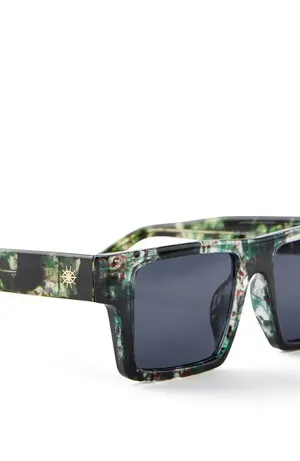 COTTON ON Visionary Rectangle Sunglasses - Green And Black Tort Black